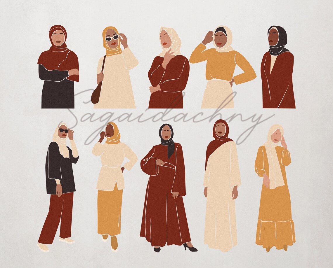Muslim Woman SVG PNG - Woman Clipart in Hijab - Etsy