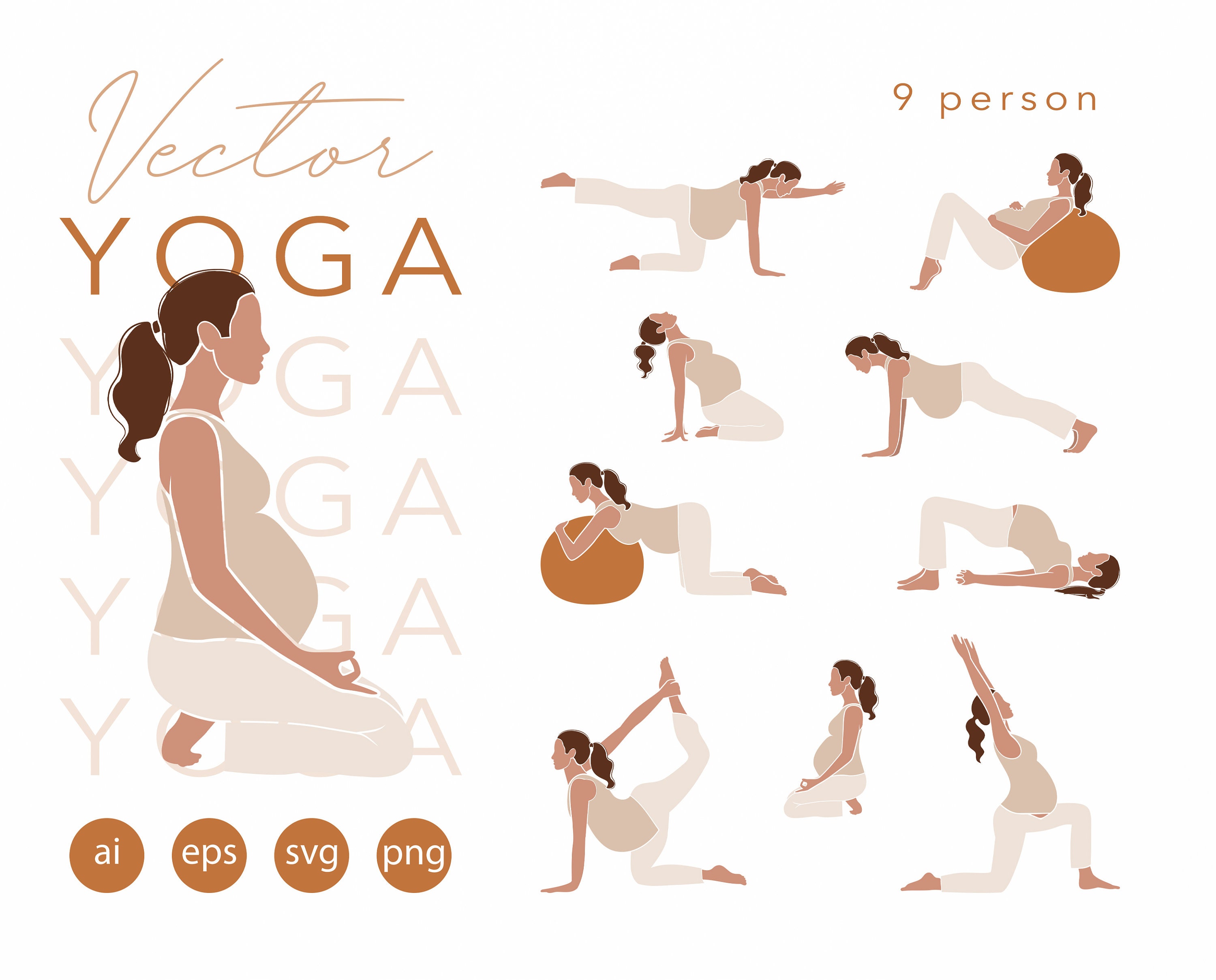 Yoga for Pregnant Women Clipart SVG PNG Ai EPS - Etsy