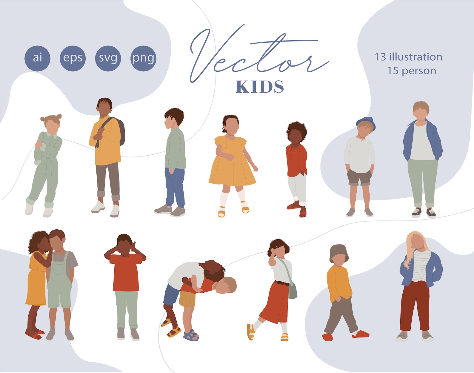 Flat Vector People Illustration - Kids Clipart - Etsy