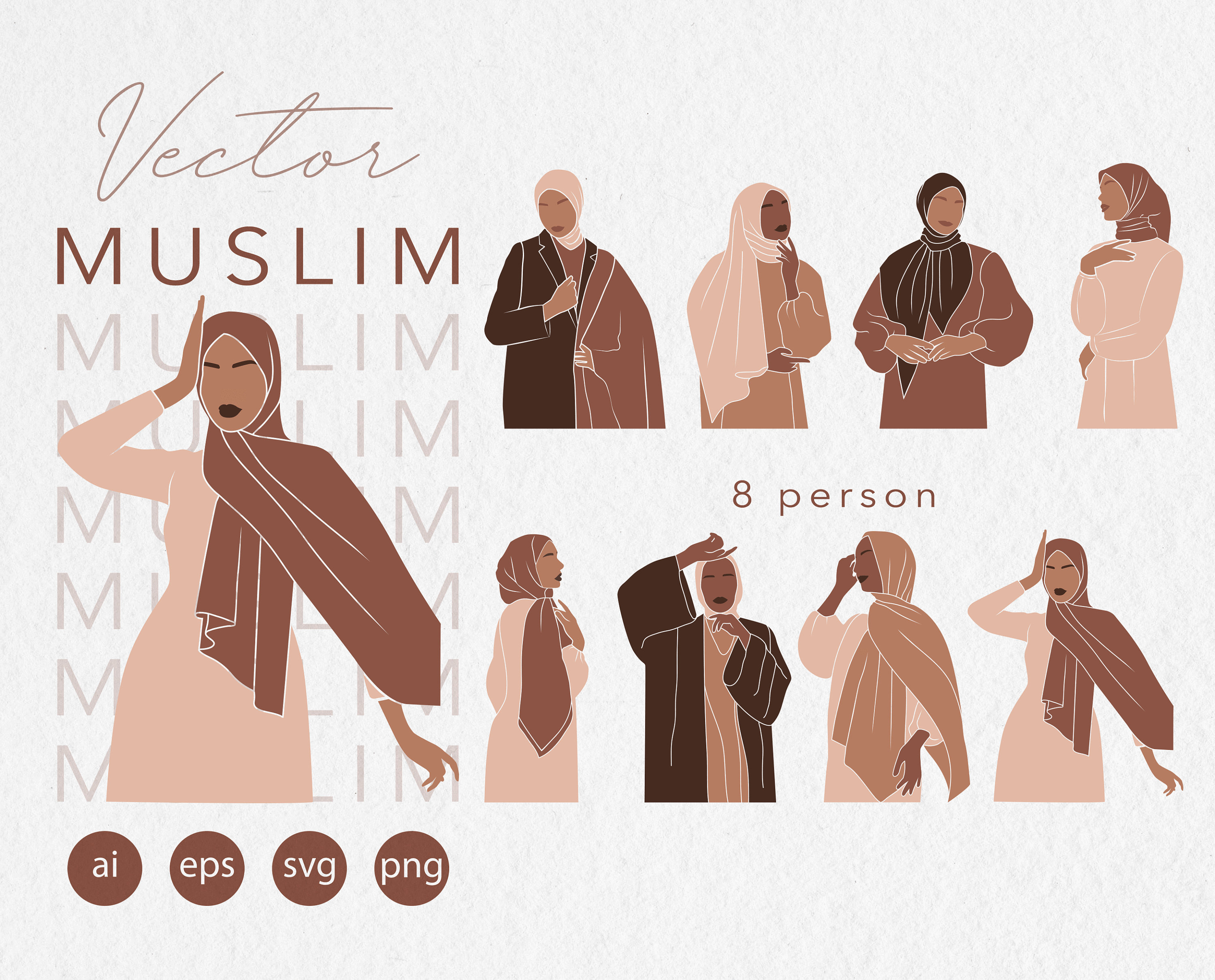 Muslim Woman SVG PNG - Woman Clipart in Hijab - Etsy