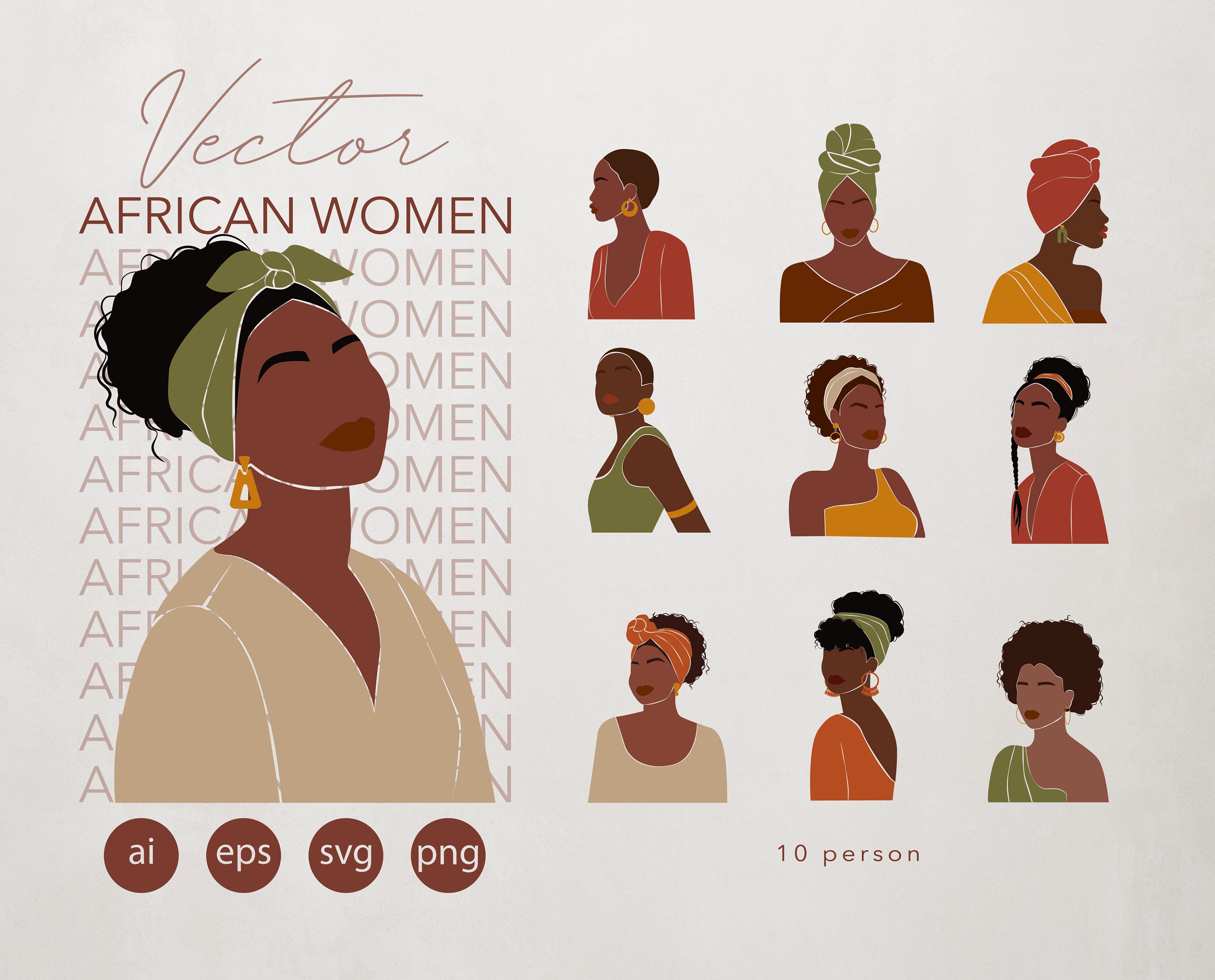 African Woman SVG PNG - Black Woman Clipart - Etsy