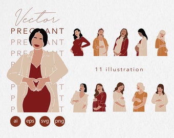 9 Abstract Pregnancy Clipart SVG, Mother's Day, Abstract Mother Prints ...