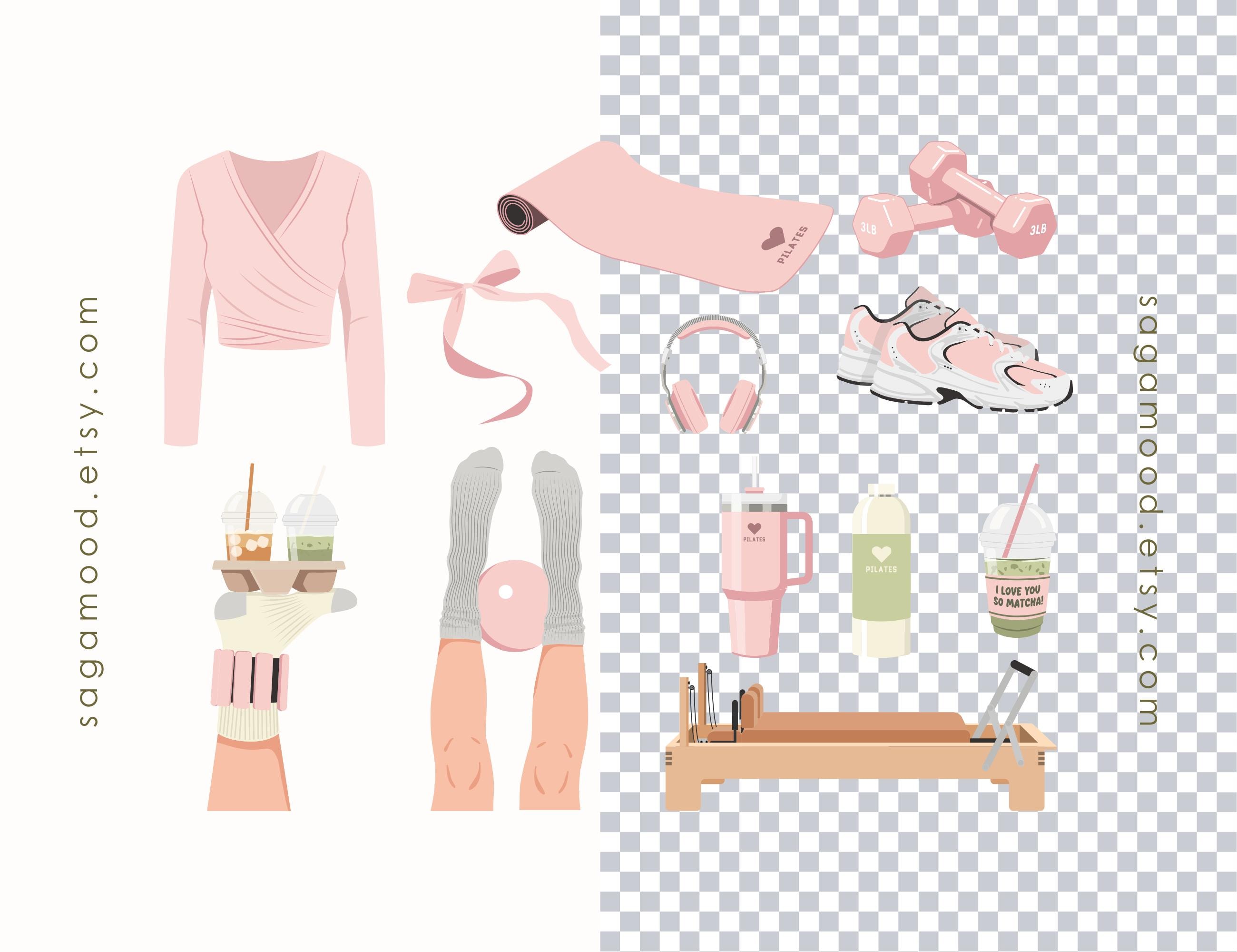 Pilates Clipart Bundle PNG SVG | 12 Flat Vector Pilates Illustrations ...