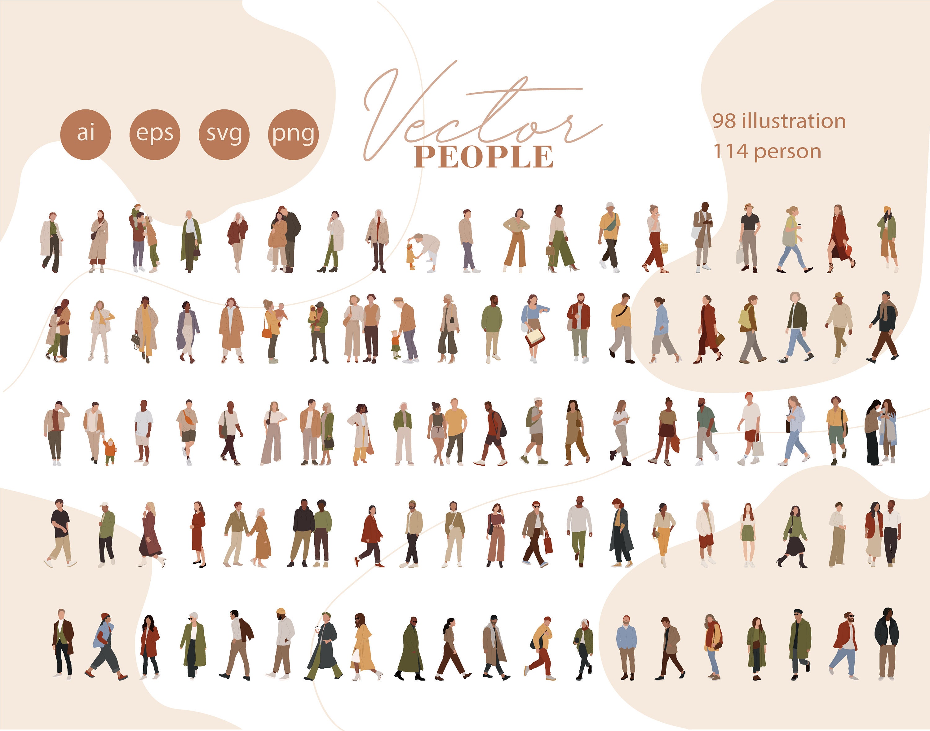 Flat Vector People Illustration - People Clipart 98 Illustration - 114 ...