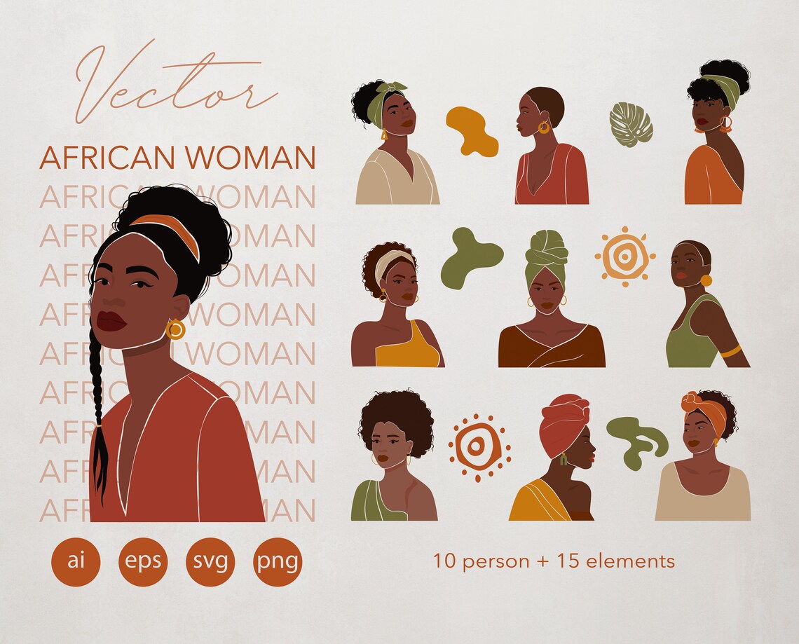 African Woman SVG PNG Black Woman Clipart - Etsy