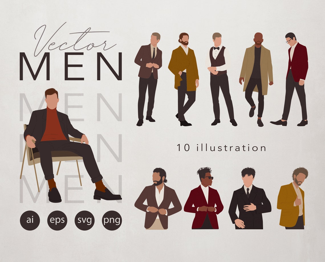 Abstract Man Clipart Flat Vector Illustration PNG SVG 10 | Etsy