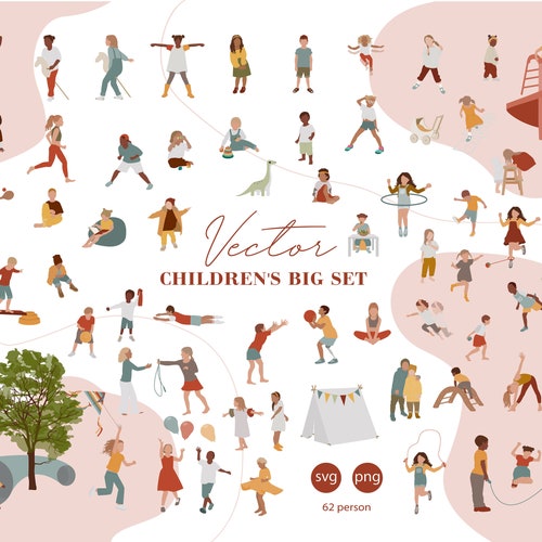 Flat Vector Children Illustration PNGSVG - Etsy