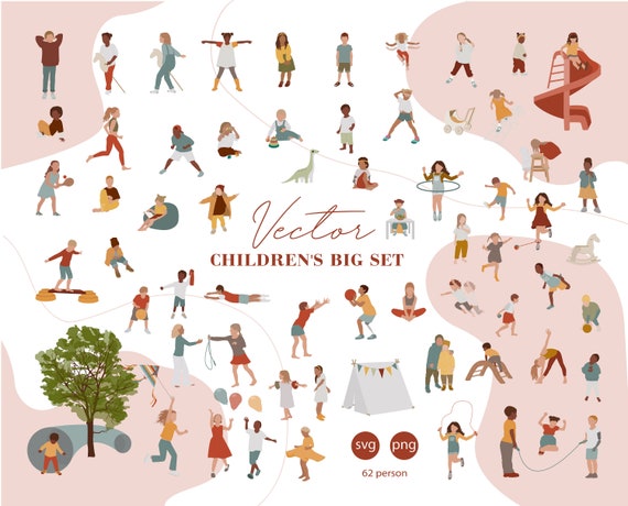 Flat Vector Children Illustration PNGSVG | Etsy