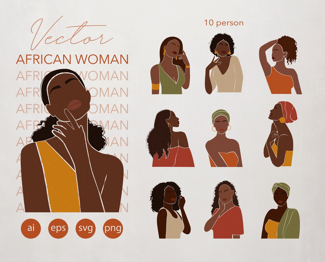 African Woman SVG PNG - Black Woman Clipart - Etsy