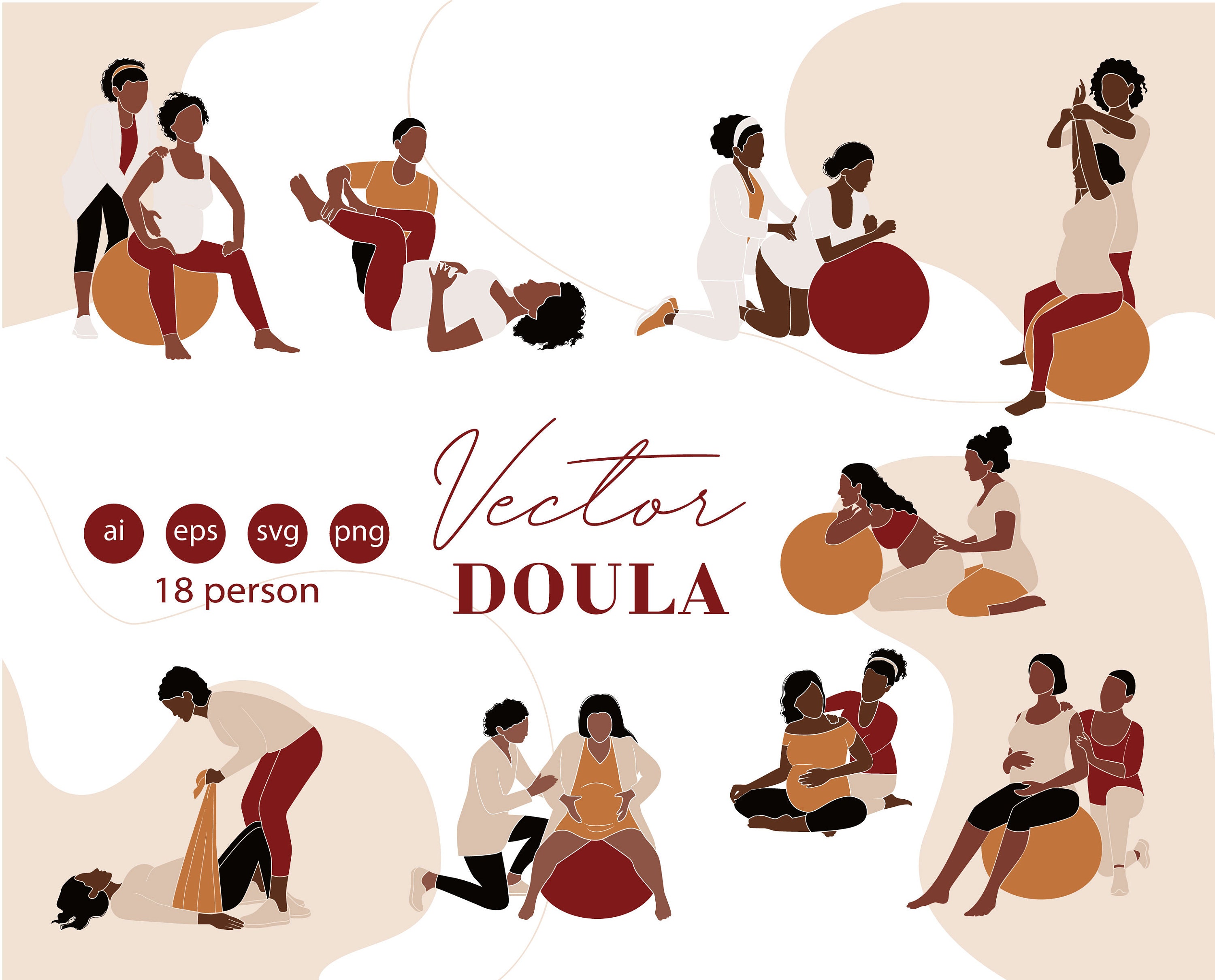 Doula - Abstract Woman Clipart SVG PNG Ai EPS - Etsy