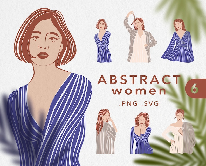 Asian Abstract Women Clipart Vector Illustration SVG PNG - Etsy