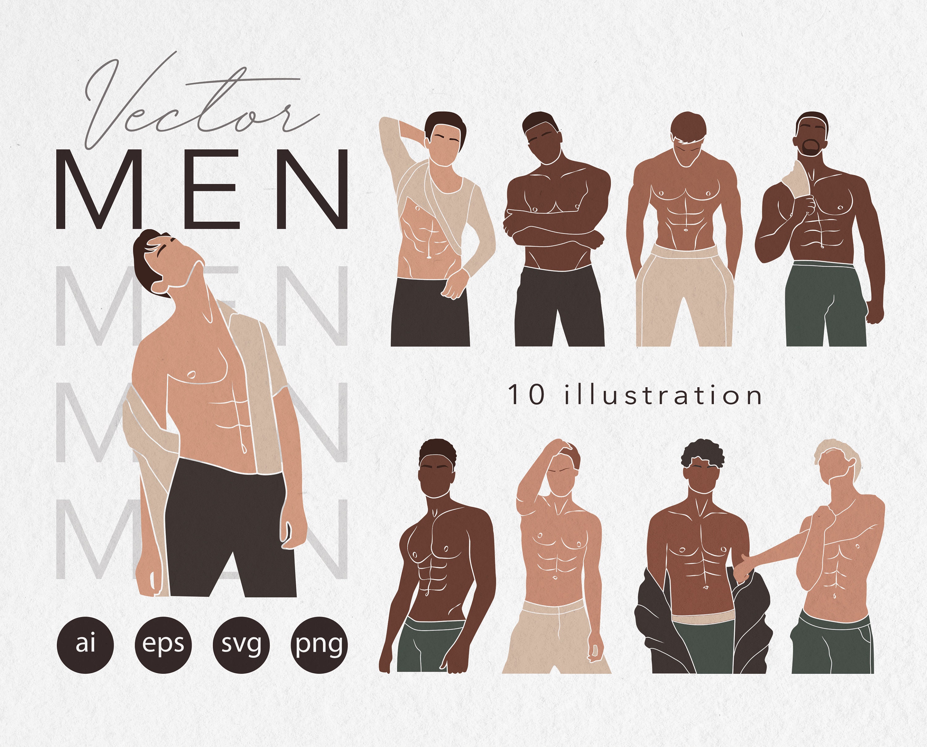 Abstract Male Body Clipart - Flat Vector Illustration - PNG SVG Ai EPS ...