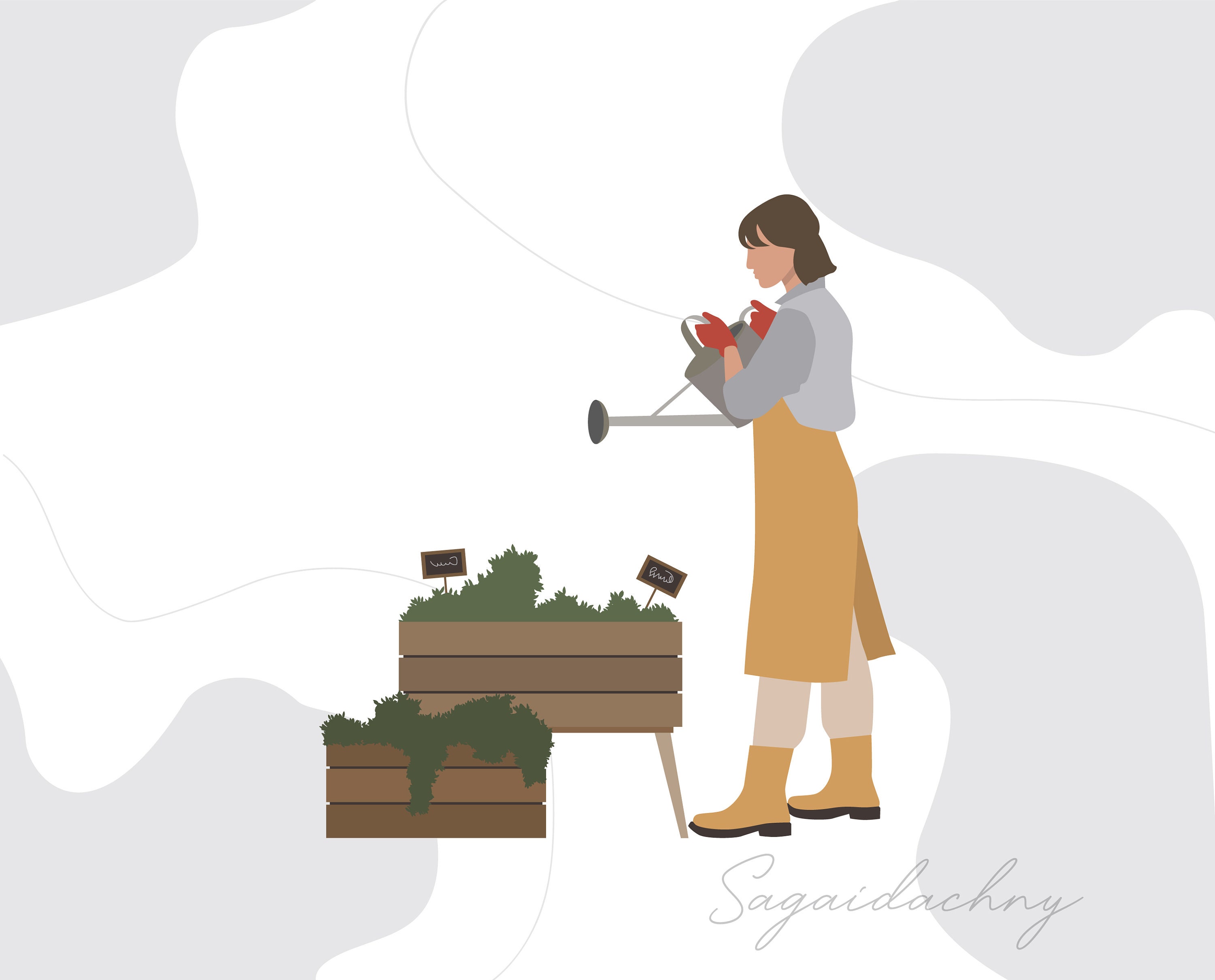 Flat Vector Illustration - GARDENING Clip Art Set - Etsy