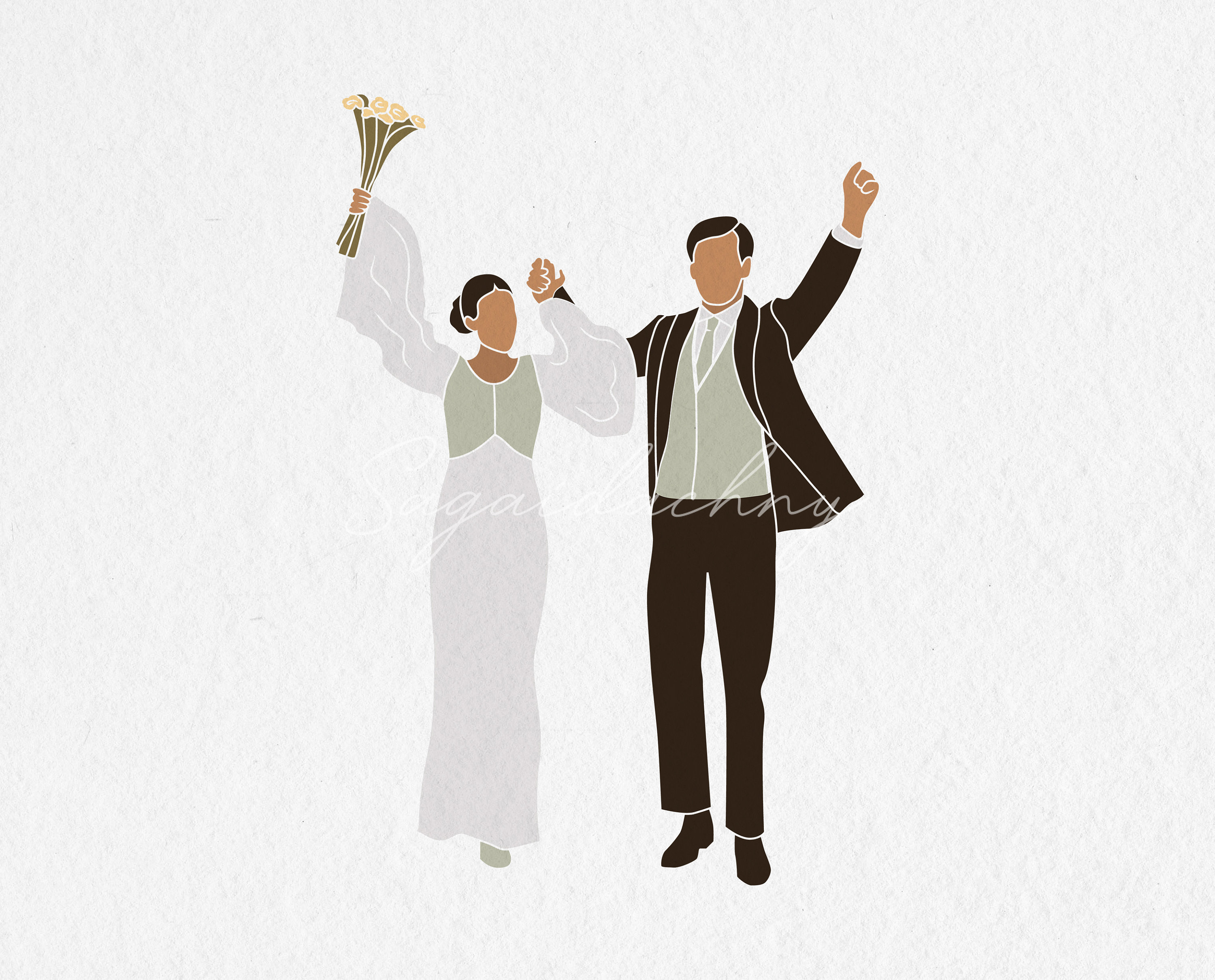 Flat Vector People Illustration - Wedding People Bride and Groom - Etsy