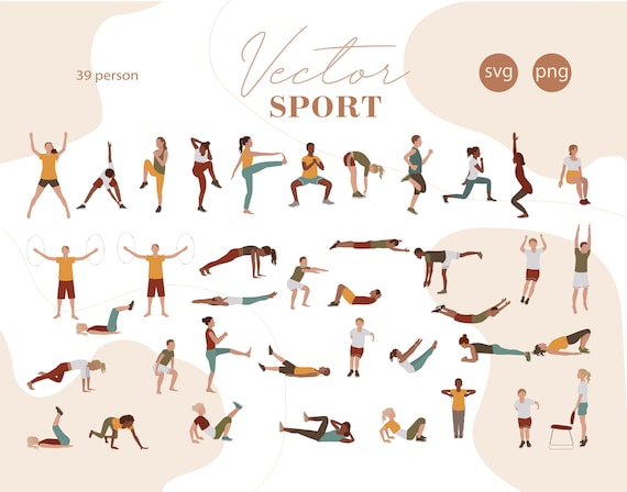 Flat Vector Sport Illustration PNGSVG | Etsy