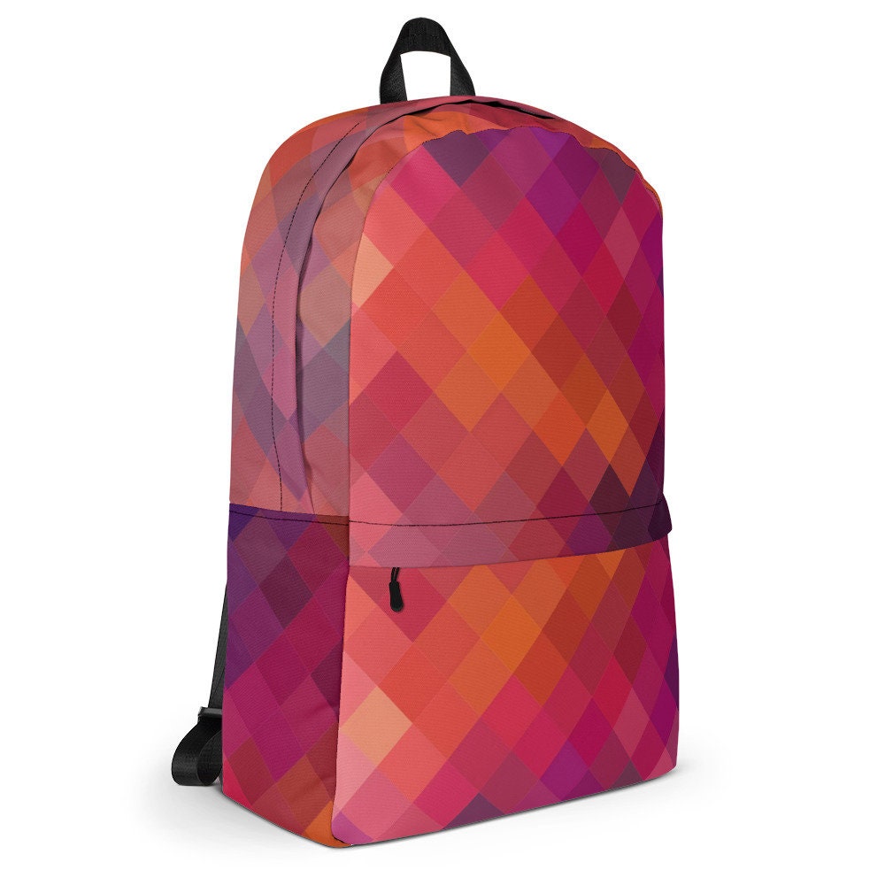 Pattern Backpack / Geometric Pattern Backpack / Pattern Bag / Pink ...