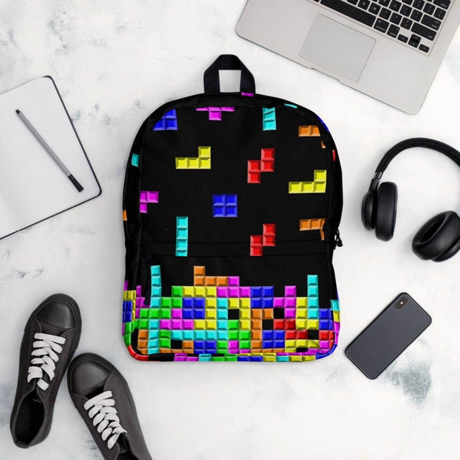 Retro Video Game Backpack / Tetris Design Backpack / Old School Gaming ...