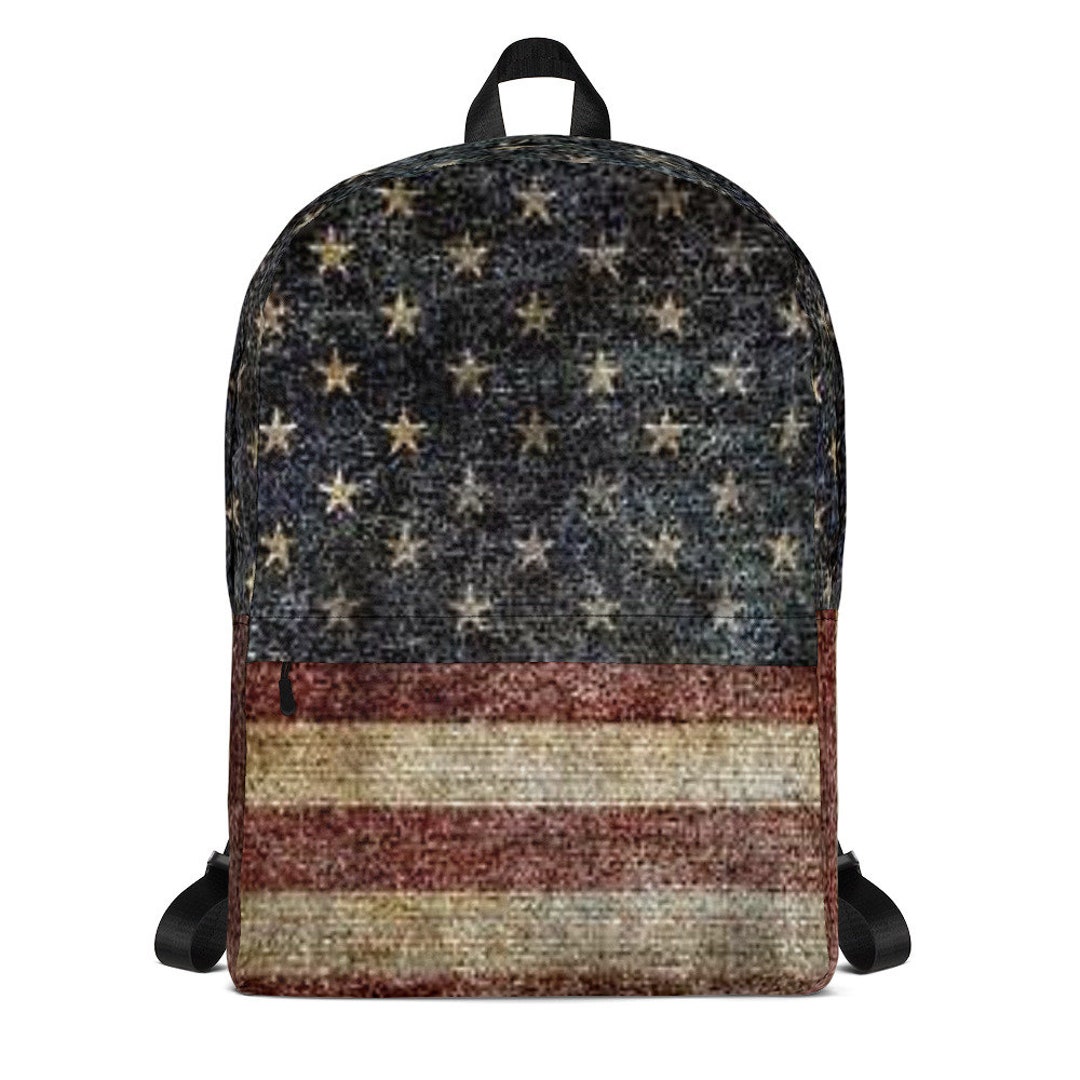 Vintage American Flag Backpack – All-over Print USA Travel Bag - Etsy