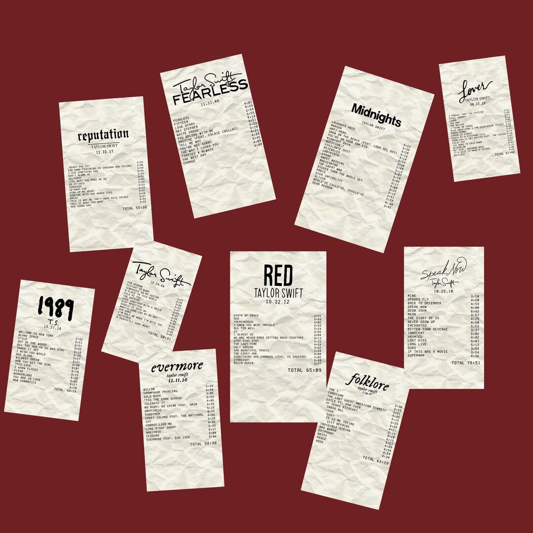 Taylor Swift Album Receipt Stickers - Etsy