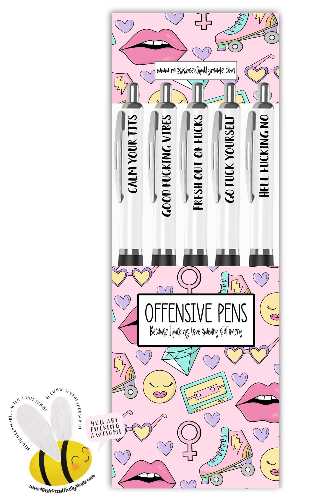 5x Funny Profanity Pen Pack Funny Pens Banter Pens Rude Pens Office ...