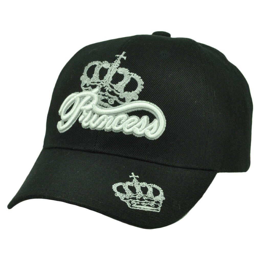 Princess Crown Blck White Hat Cap Curved Bill Adjustable Royalty ...