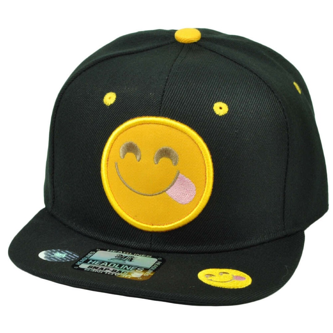 Emoji Hungry Face Emoticons Text Symbol Snapback Hat Cap Flat Bill ...