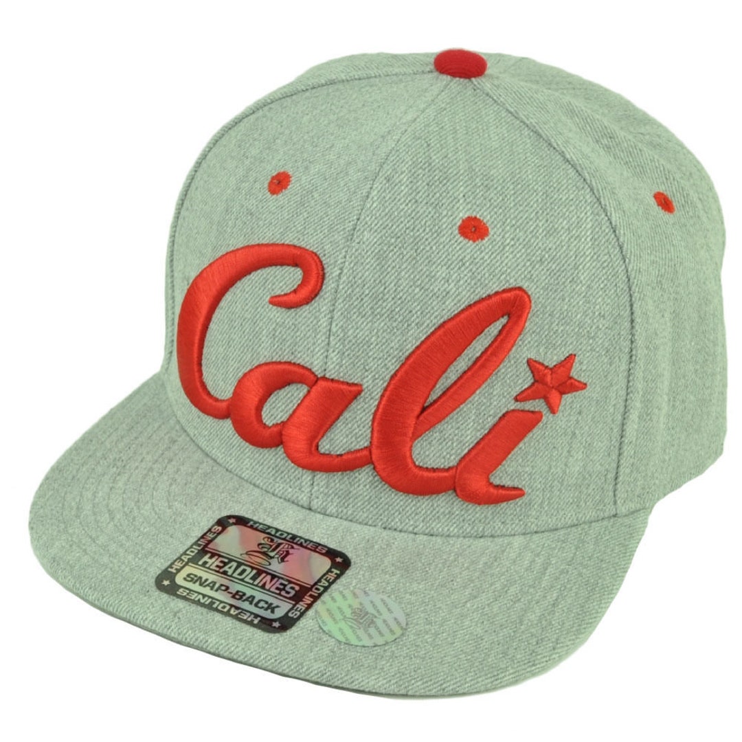 Cali Logo California Republic 3D Snapback Flat Bill Hat Cap Heather ...