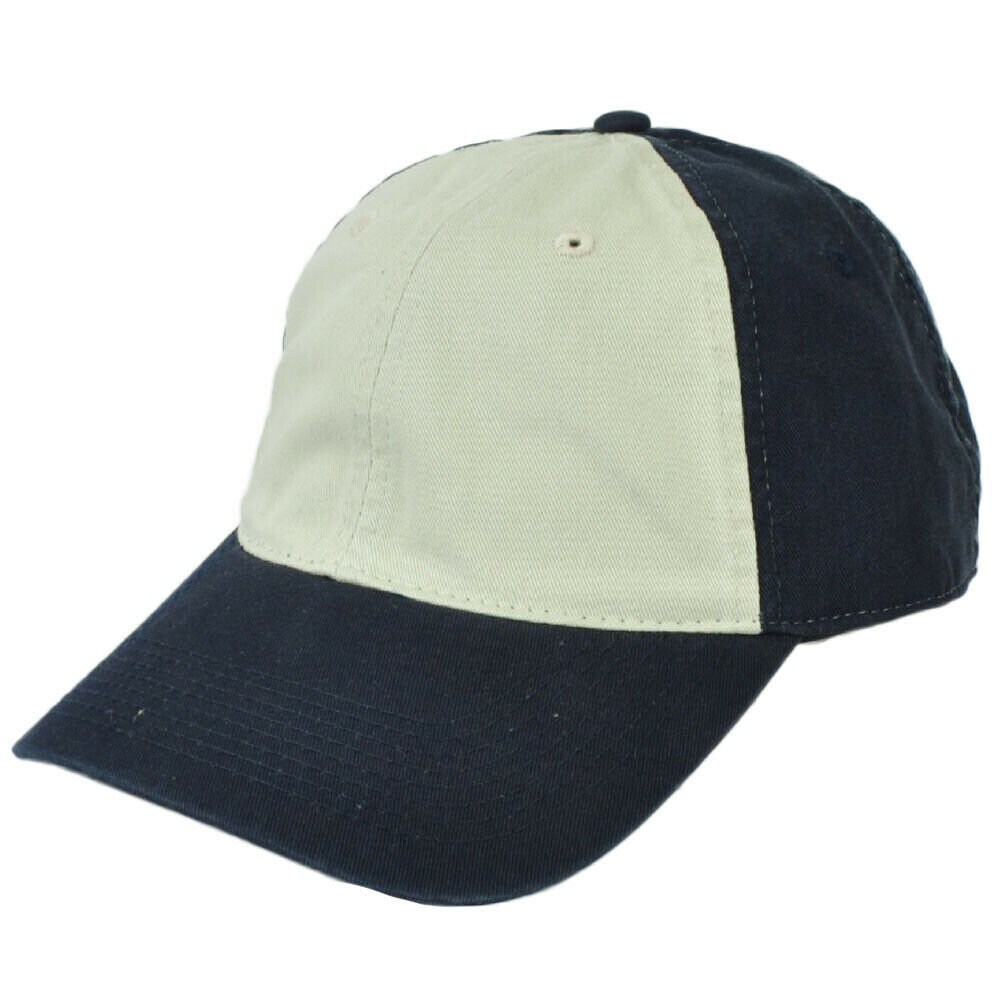 Navy Blue Beige 2 Tone Hat Cap Curved Bill Blank Plain Solid Color ...