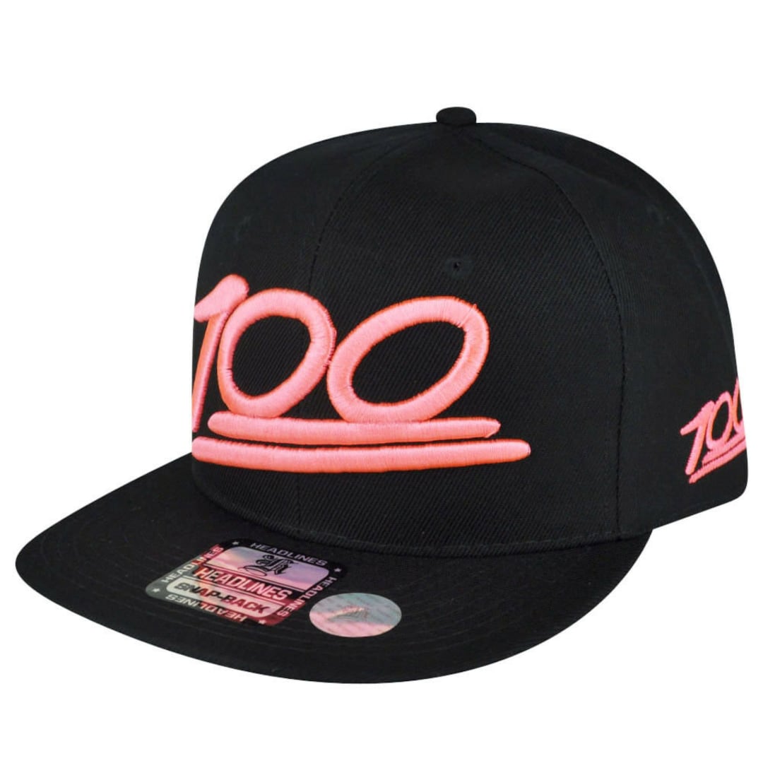 100 One Hundred Emoji Emoticons Text Symbol Snapback Hat Cap Neon Pink ...
