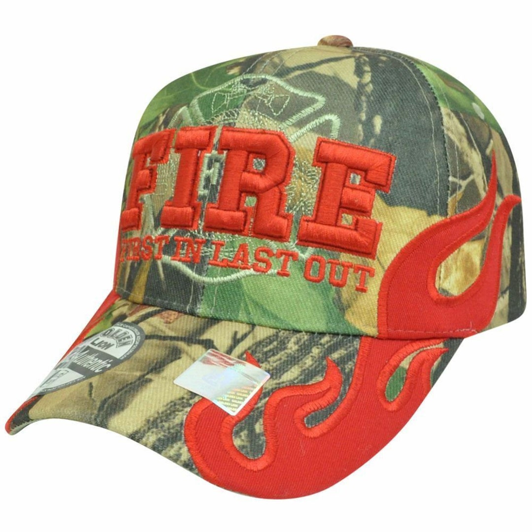 Fire Department Dept Firefighter First in Last Out Camouflage Hat Cap ...