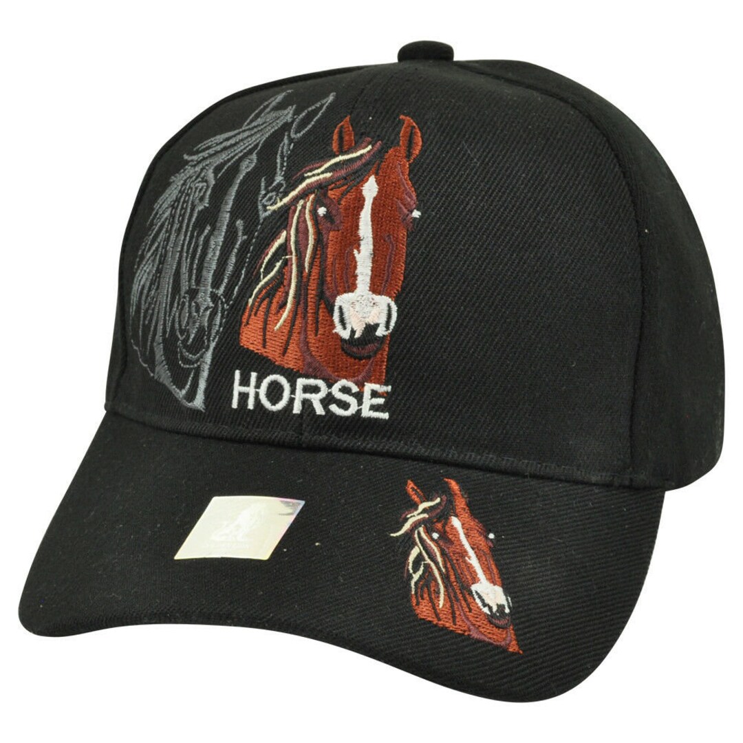 Horse Animal Black Shadow Country Mustang Broncos Hat Cap Riding Rodeo ...