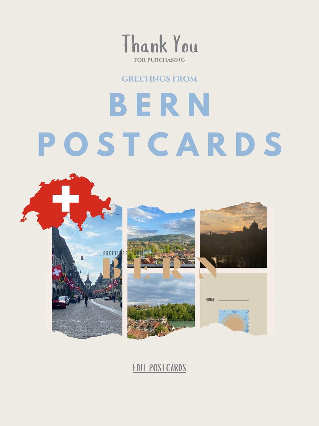 Postcard From Bern, Switzerland 5 Pcs, Digital - Etsy Canada