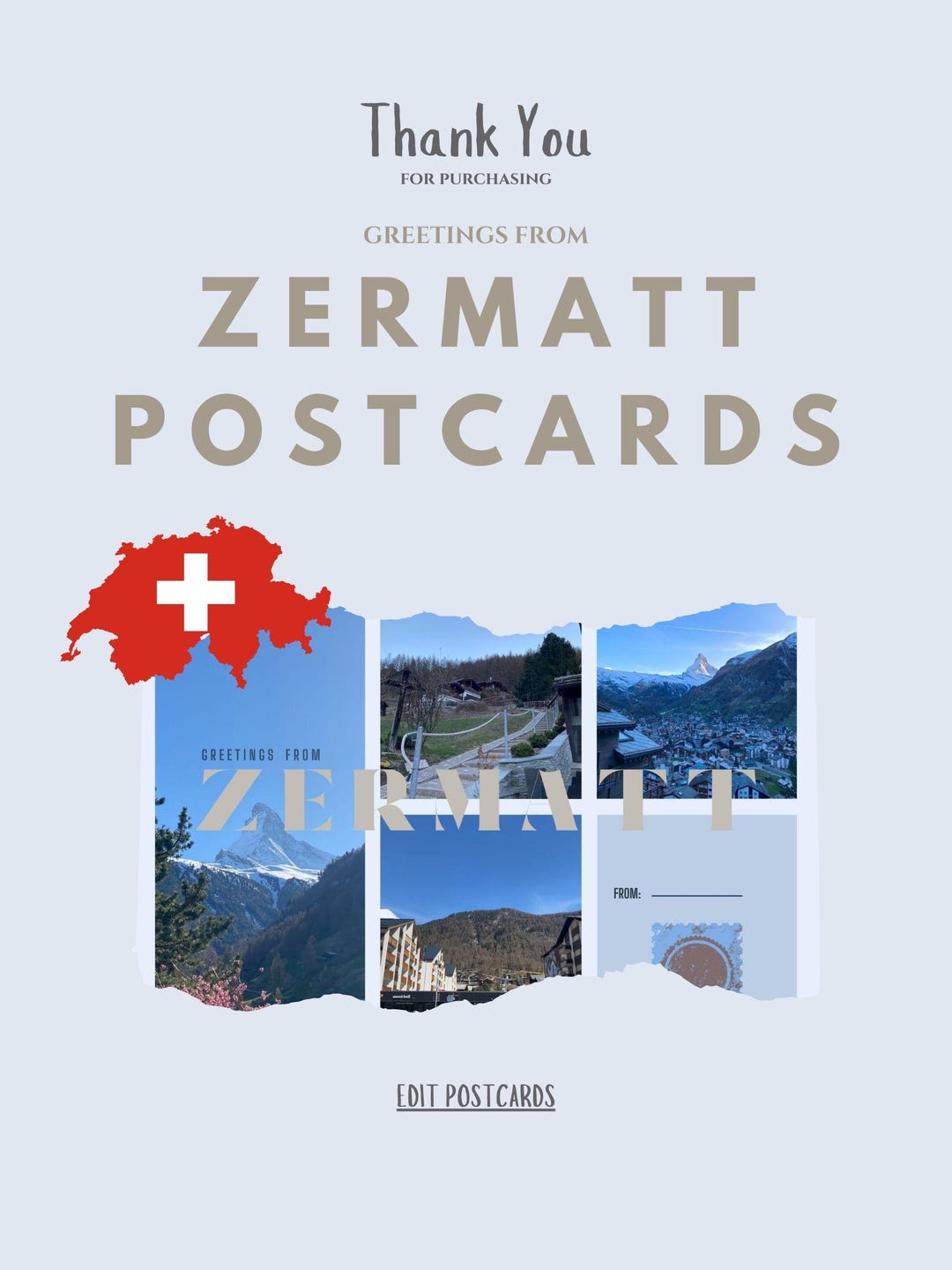 Postcard From Zermatt, Switzerland 5 Pcs, Digital - Etsy Canada