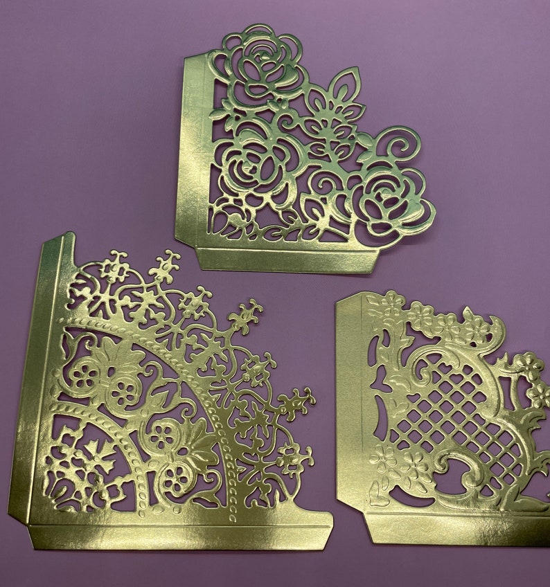 Gold Foil Die Cut Corner Pockets, Die Cut Pockets, Victorian Die Cuts ...