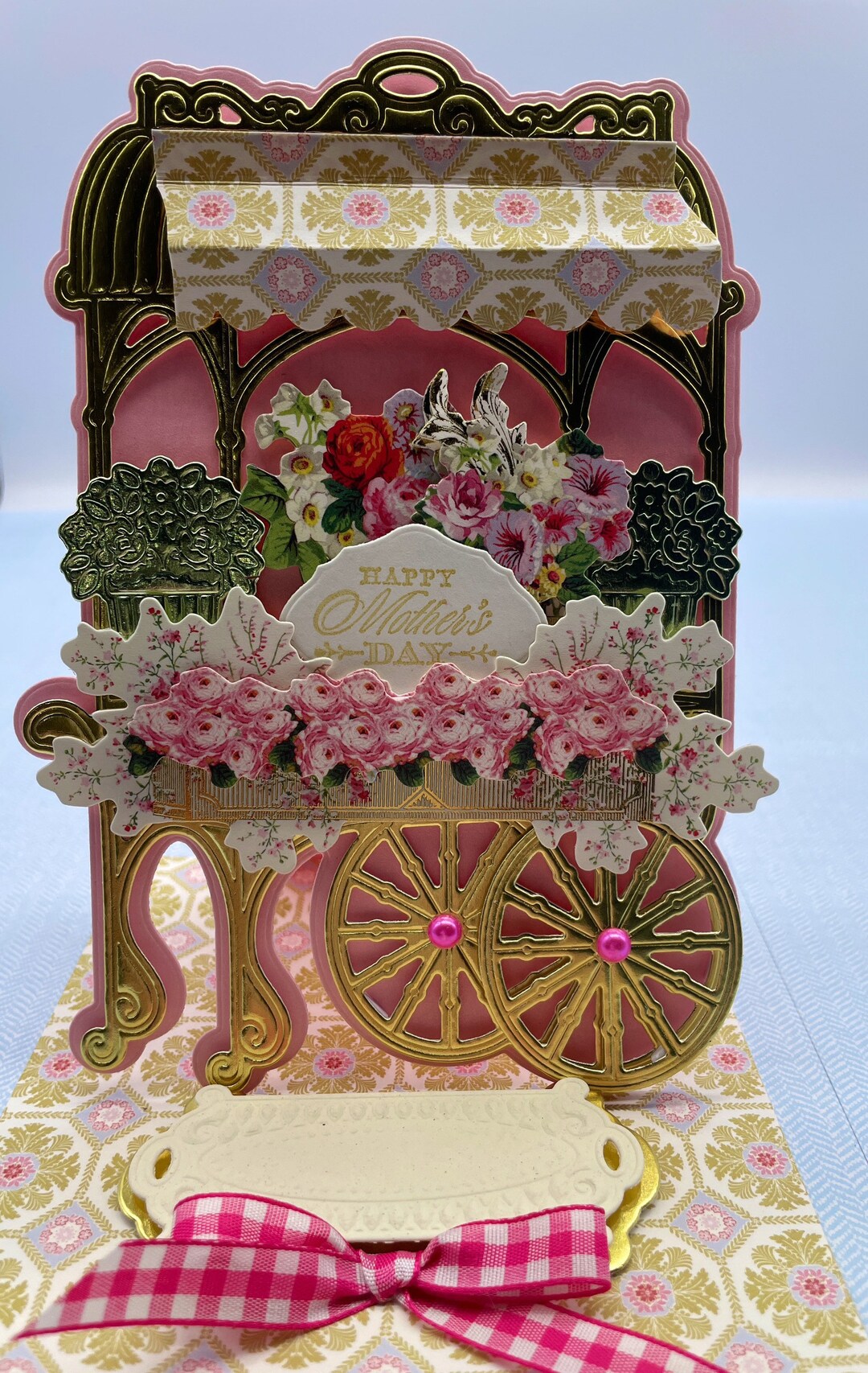 Mothers Day Flower Card Flower Cart Card 3D Flower Cart - Etsy