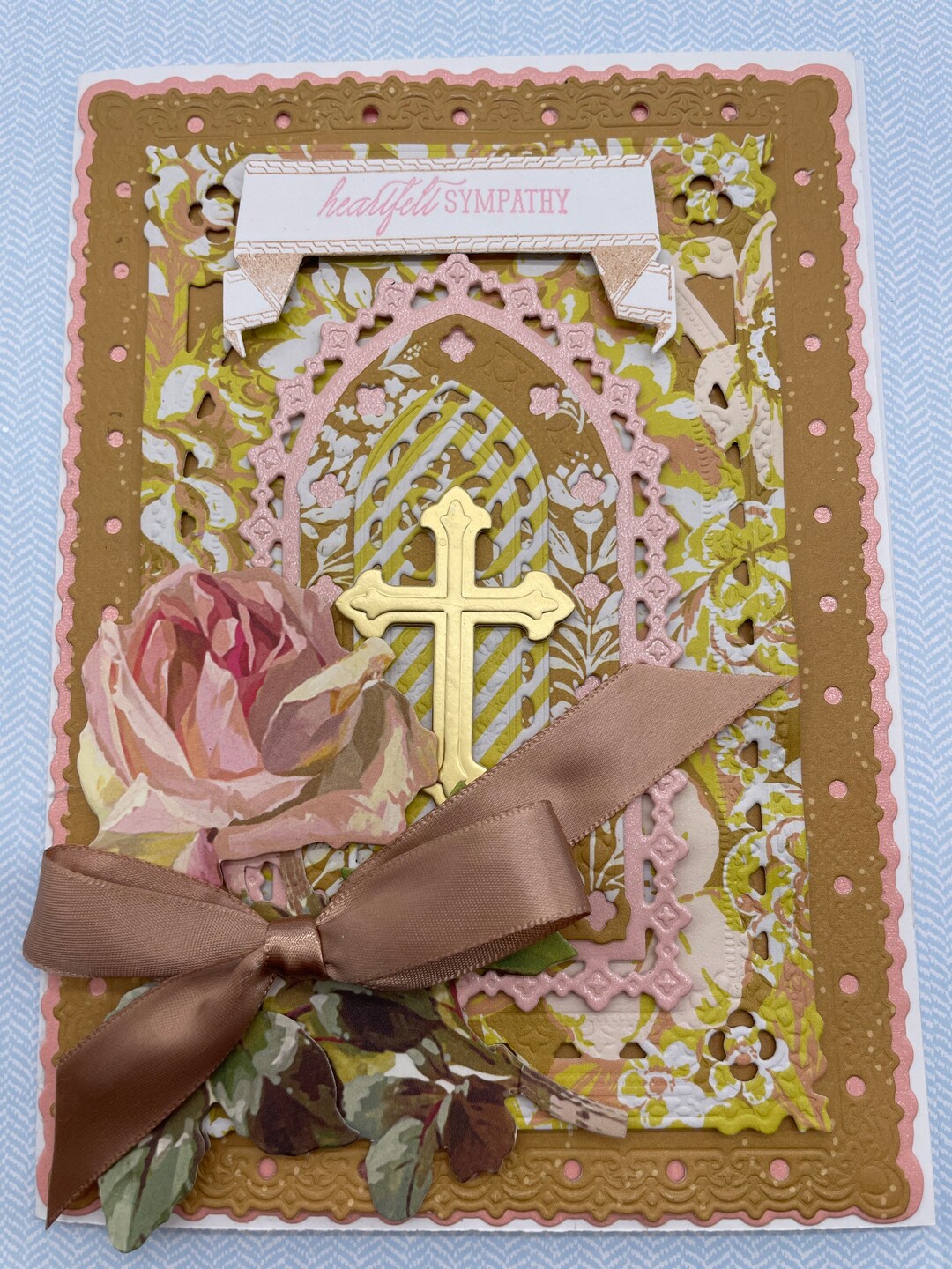 Christian Sympathy Card, Rose and Cross Sympathy Card, Feminine ...