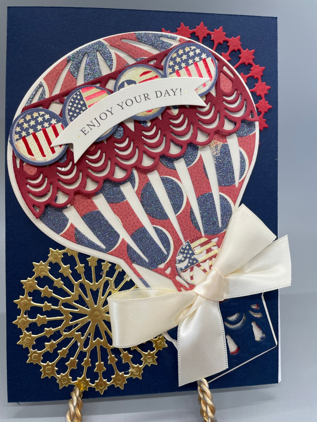 Hot Air Balloon Card, Americana Card - Etsy