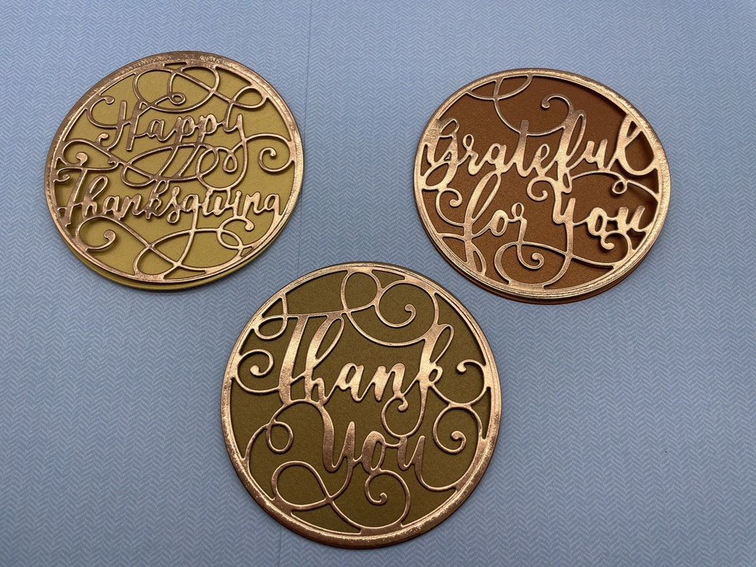 Set of 3 Calligraphy Die Cuts, Thanksgiving Words, Thank You Diecut ...