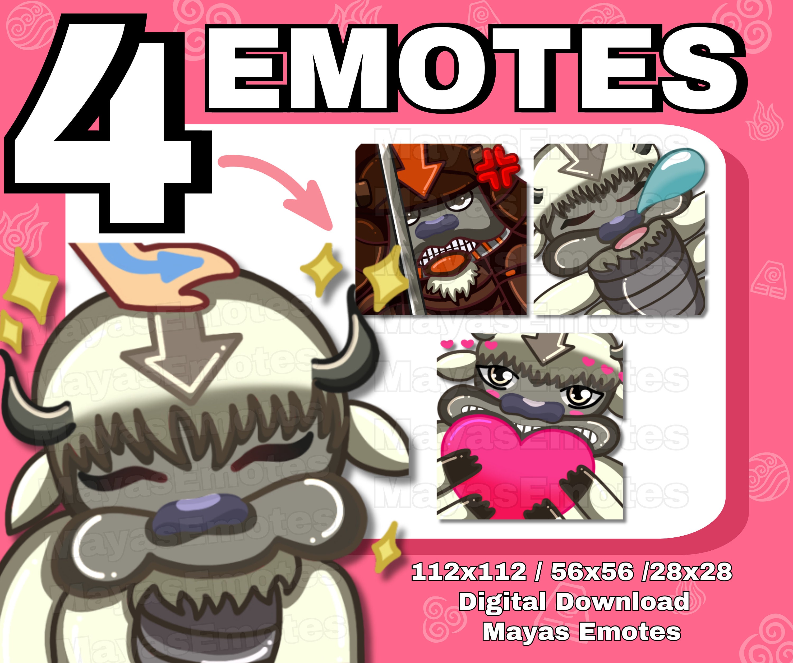 4 Cute ATLA Appa Emotes Twitch Emotes Youtube Discord - Etsy Canada