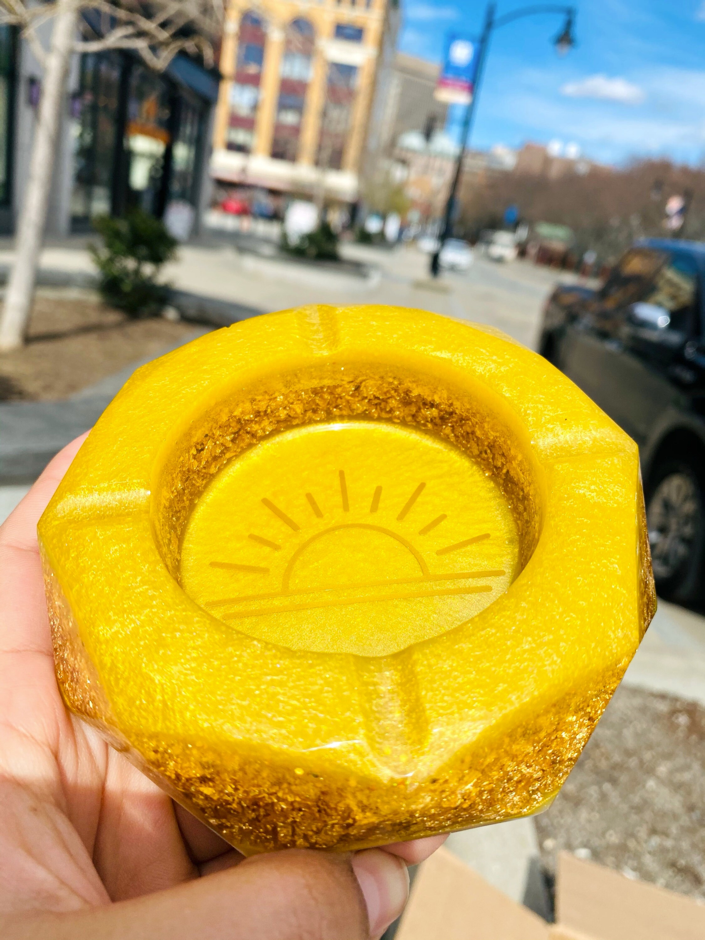 Sun Ashtray Yellow Ashtray Resin Sun Ashtray Handmade | Etsy
