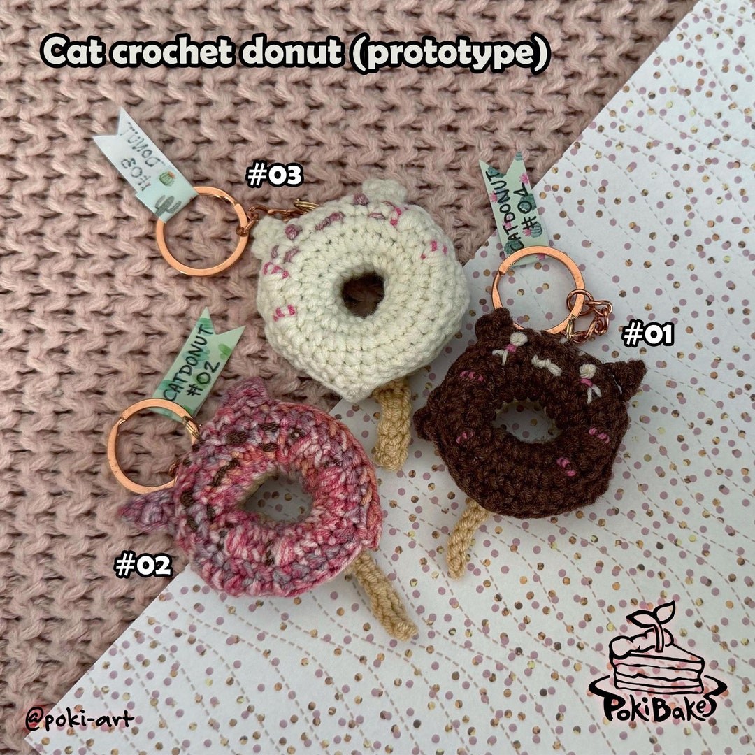 Cat Crochet Donut Keychain prototype Accessory for Keys Bag Backpack - Etsy