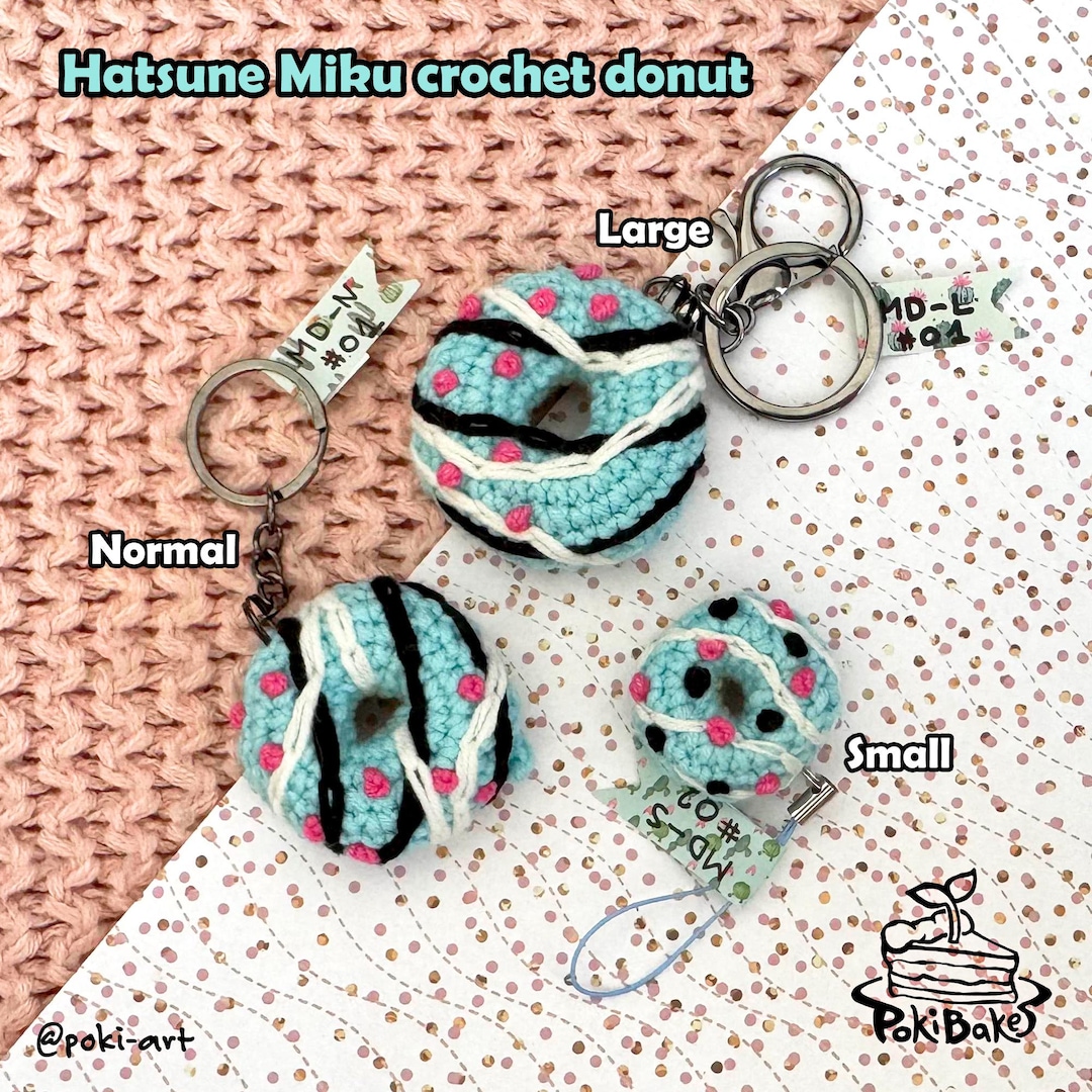 Hatsune Miku Crochet Donut Keychain Mobile Strap Accessory for Keys Bag ...