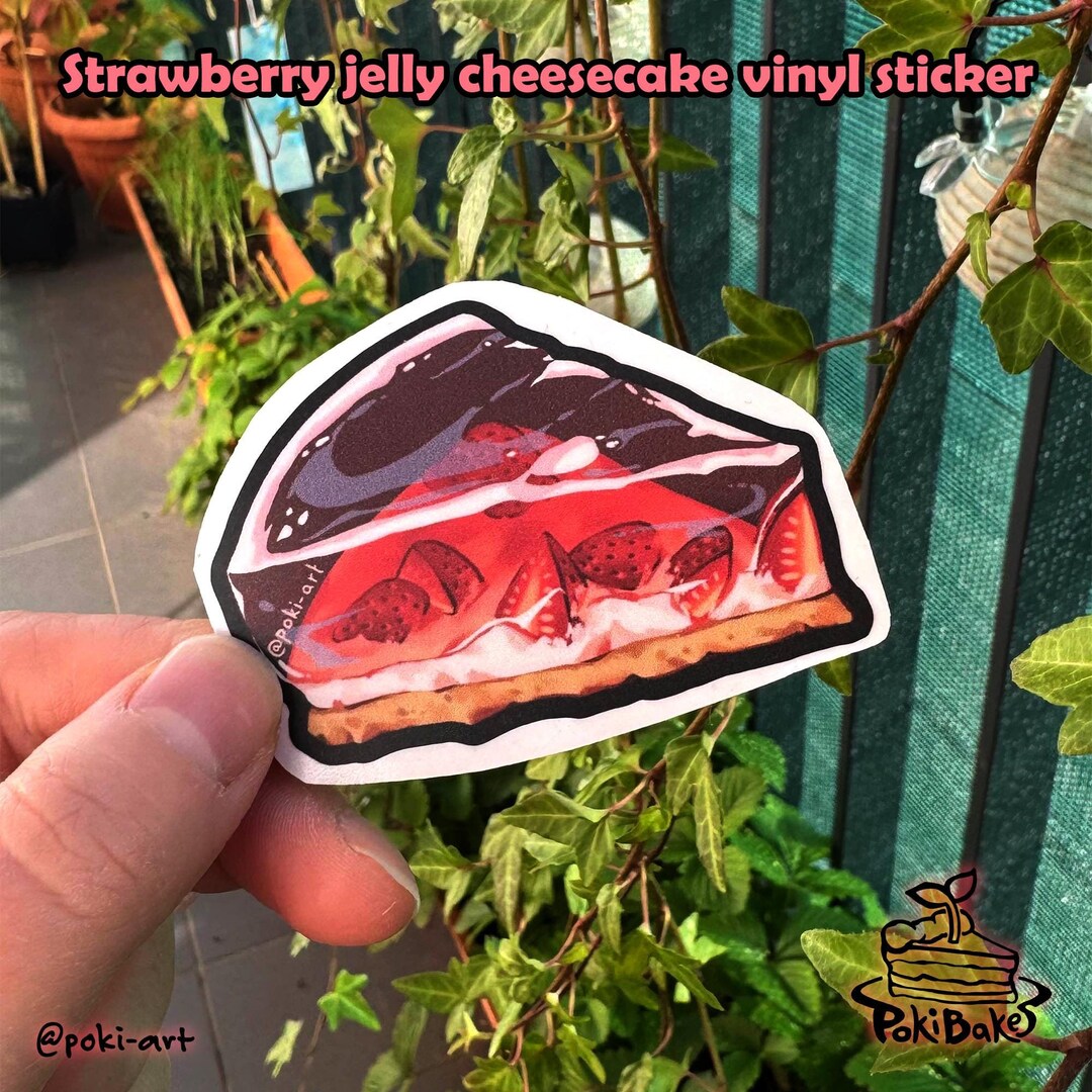 Strawberry Jelly Cheesecake Vinyl Laminated Kiss-cut Sticker Waterproof ...