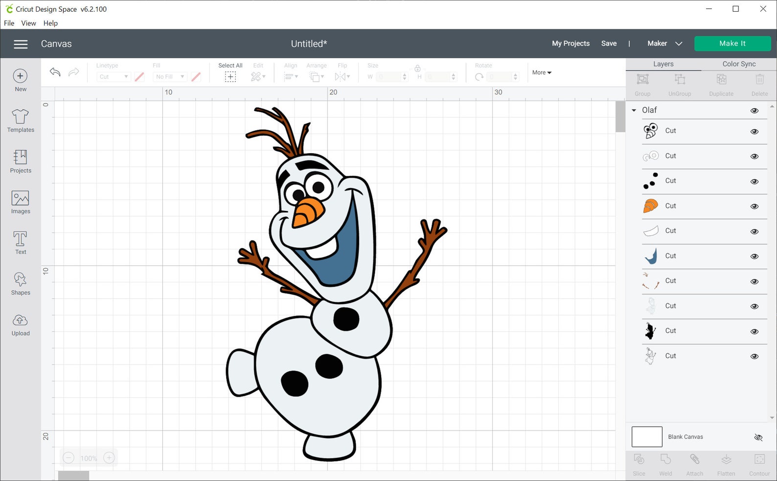 Olaf SVG PNG DXF Cut files layered Cricut Silhouette | Etsy