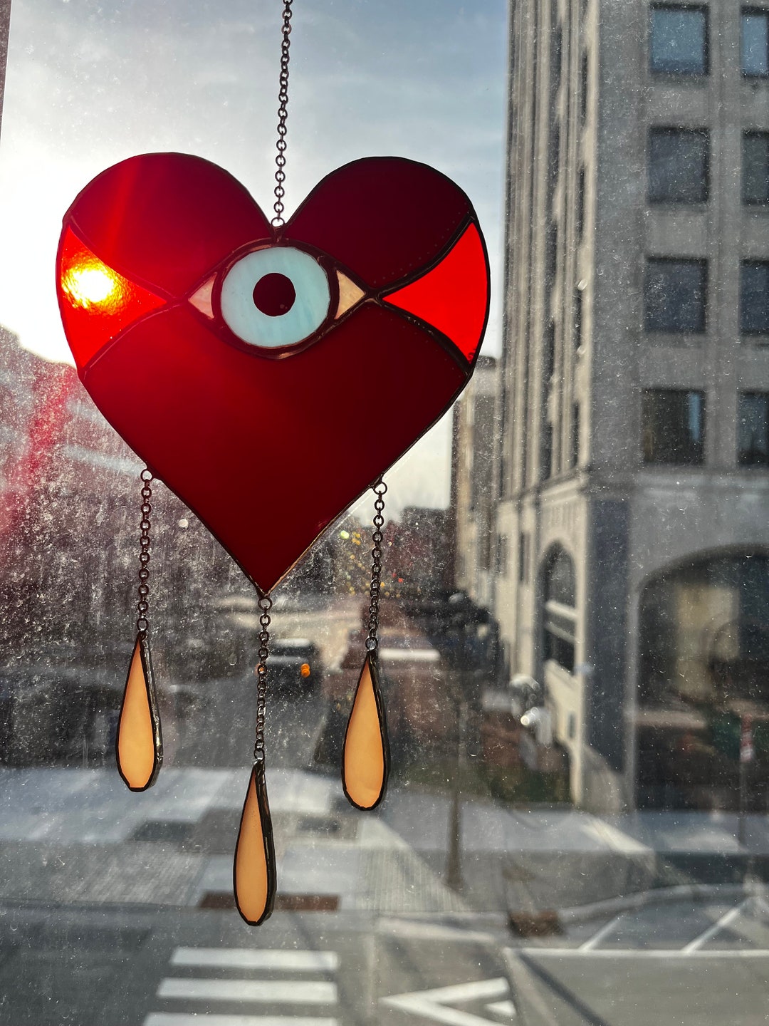Crying Heart Stained Glass Suncatcher - Etsy