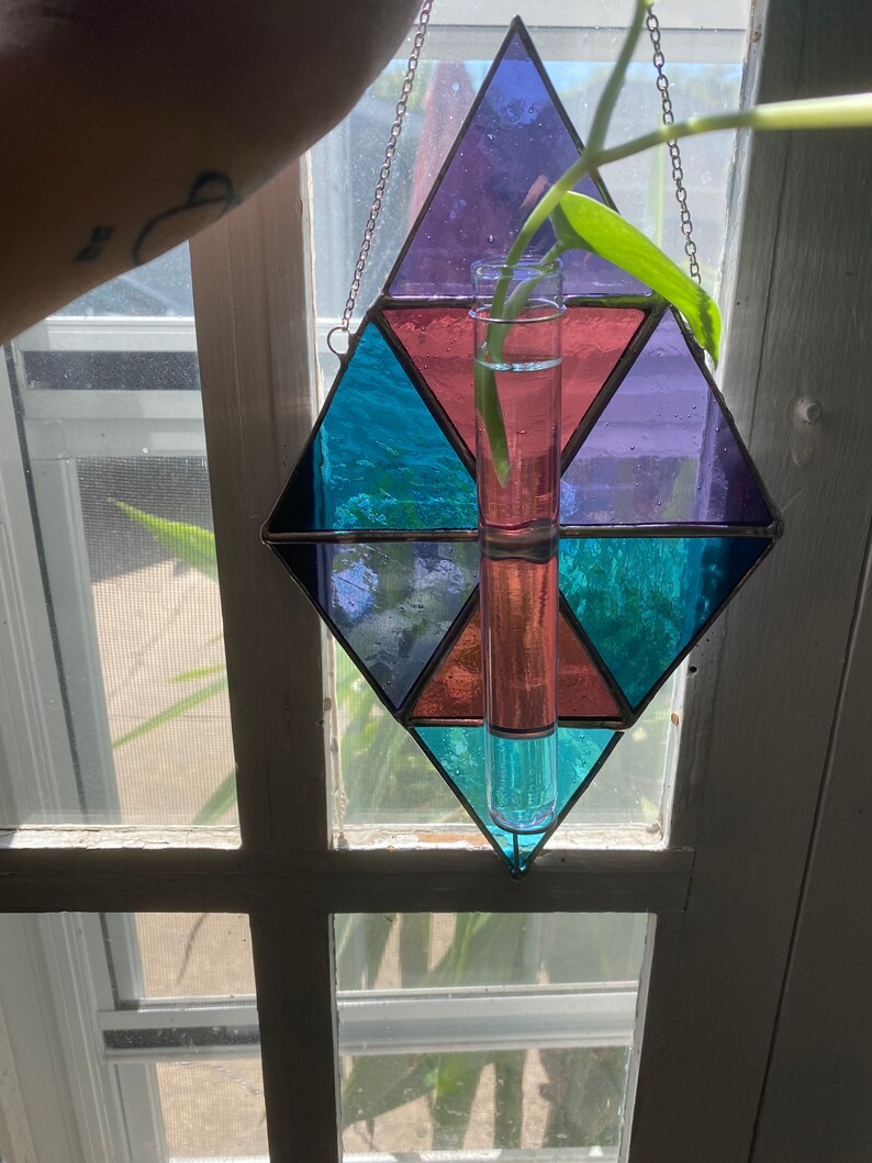 Stained Glass Window Hanging Suncatcher Propagation Station - Etsy
