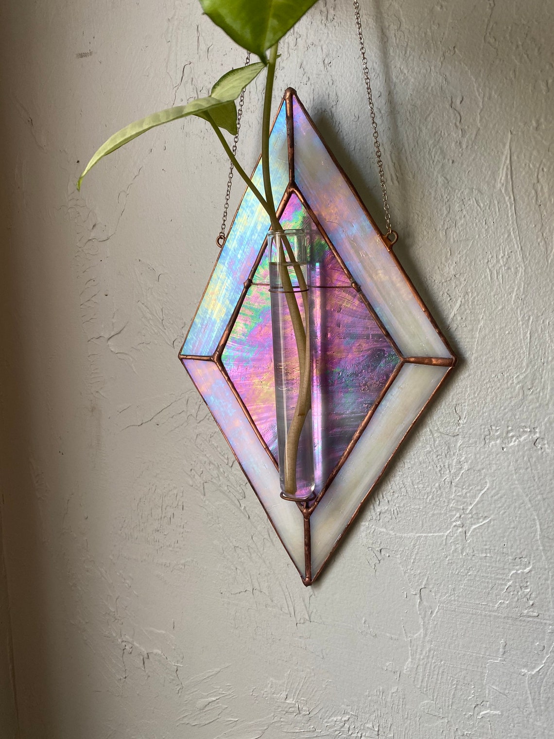 Propagation Station / Stained Glass Window Hanging / White and Purple ...