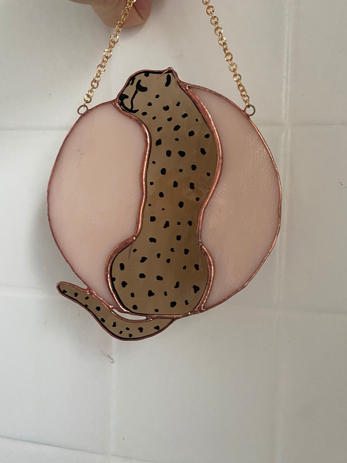 Cheetah Stained Glass Wall Hanging - Etsy