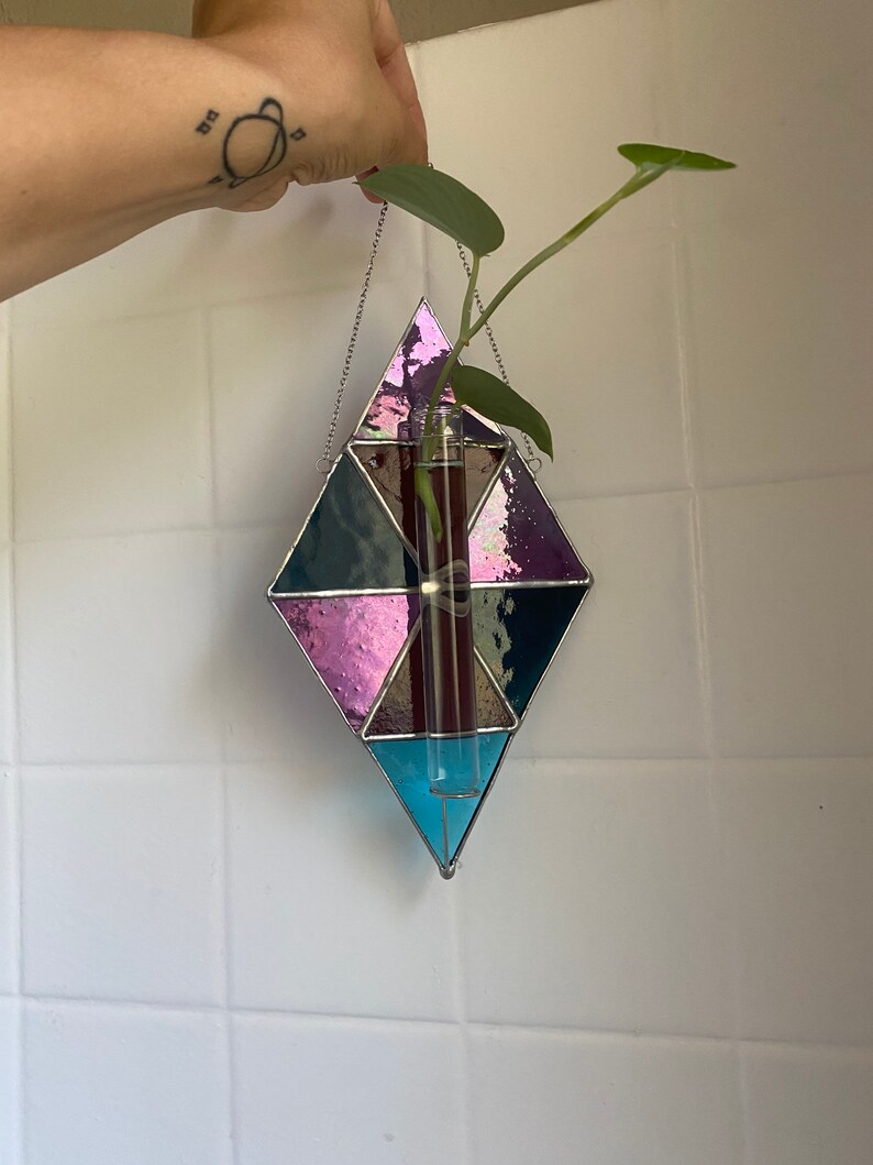 Stained Glass Window Hanging Suncatcher Propagation Station - Etsy