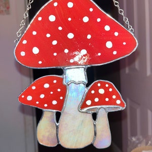 Toadstool Mushroom Stained Glass Suncatcher Wall Hanging Boho Hippie ...